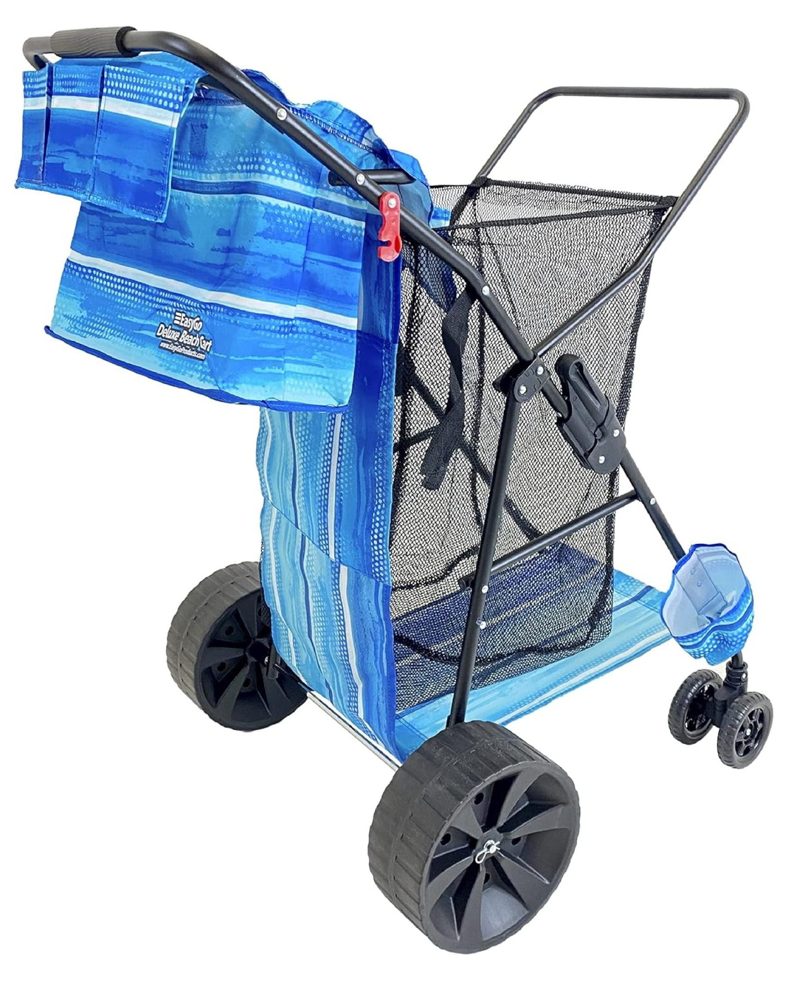 Beach Cart Deluxe Heavy Duty Folding Ocean Utility Large Sand Wheels ...