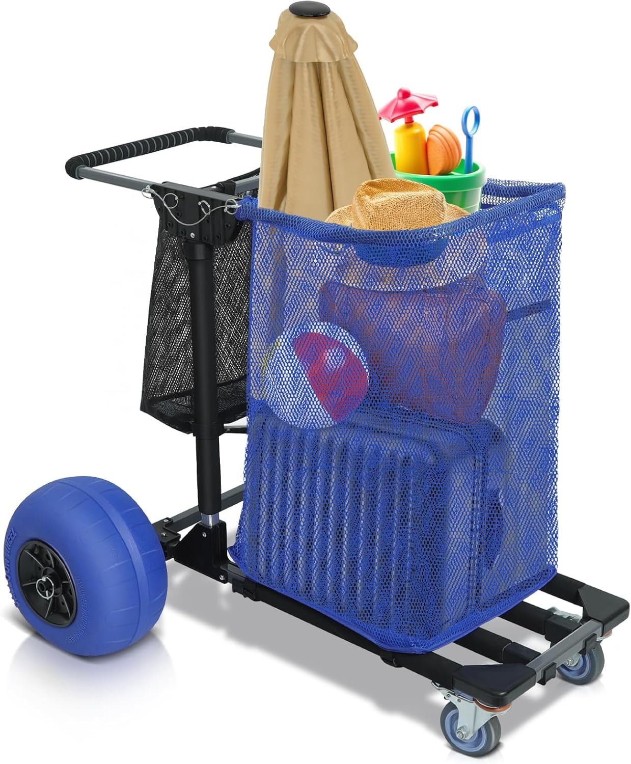 Beach Cart for Sand with Balloon Wheels & 12" Sand Tires Adjustable ...
