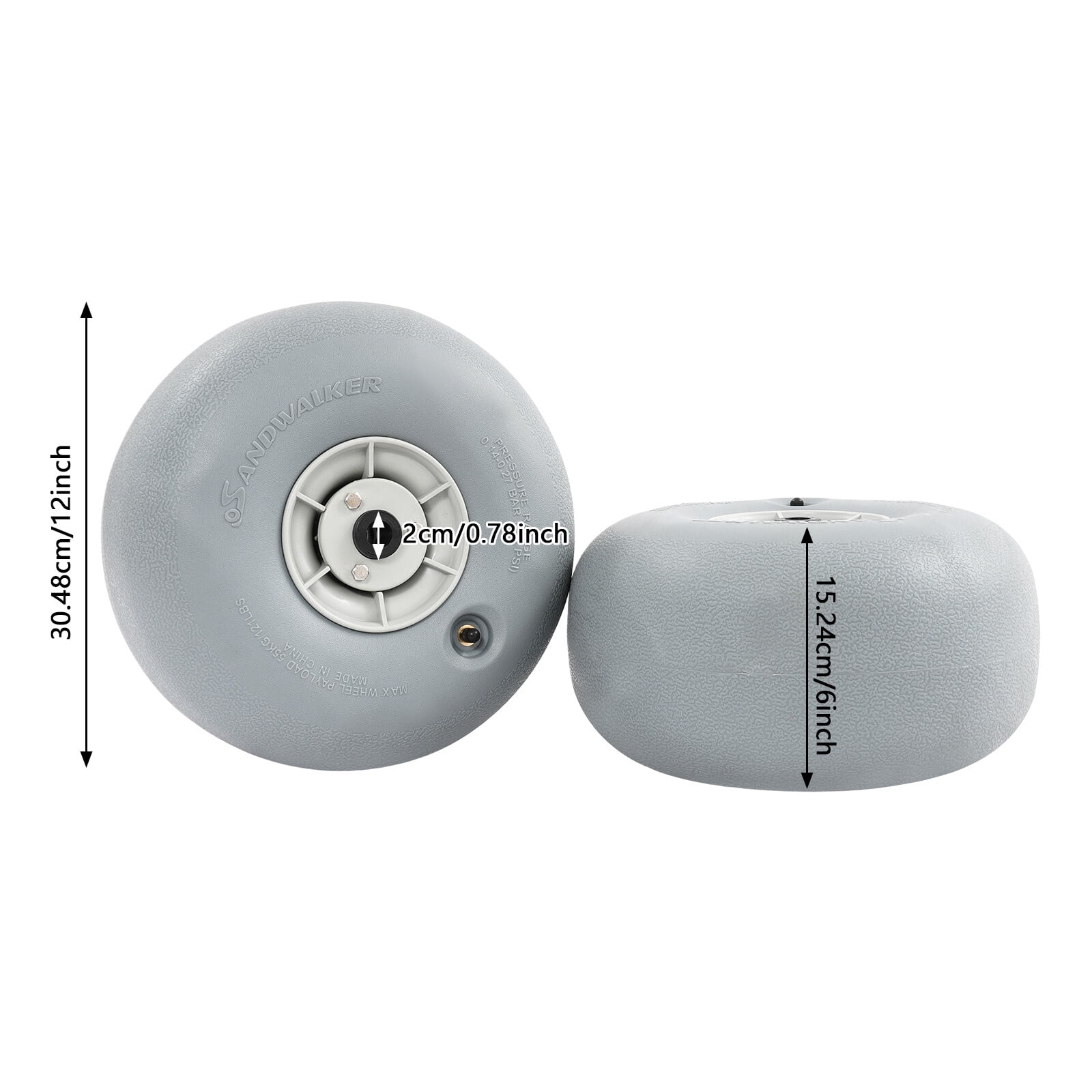 Beach Cart Wheels - 12'' Balloon Beach Sand Tires, Silver Grey ...