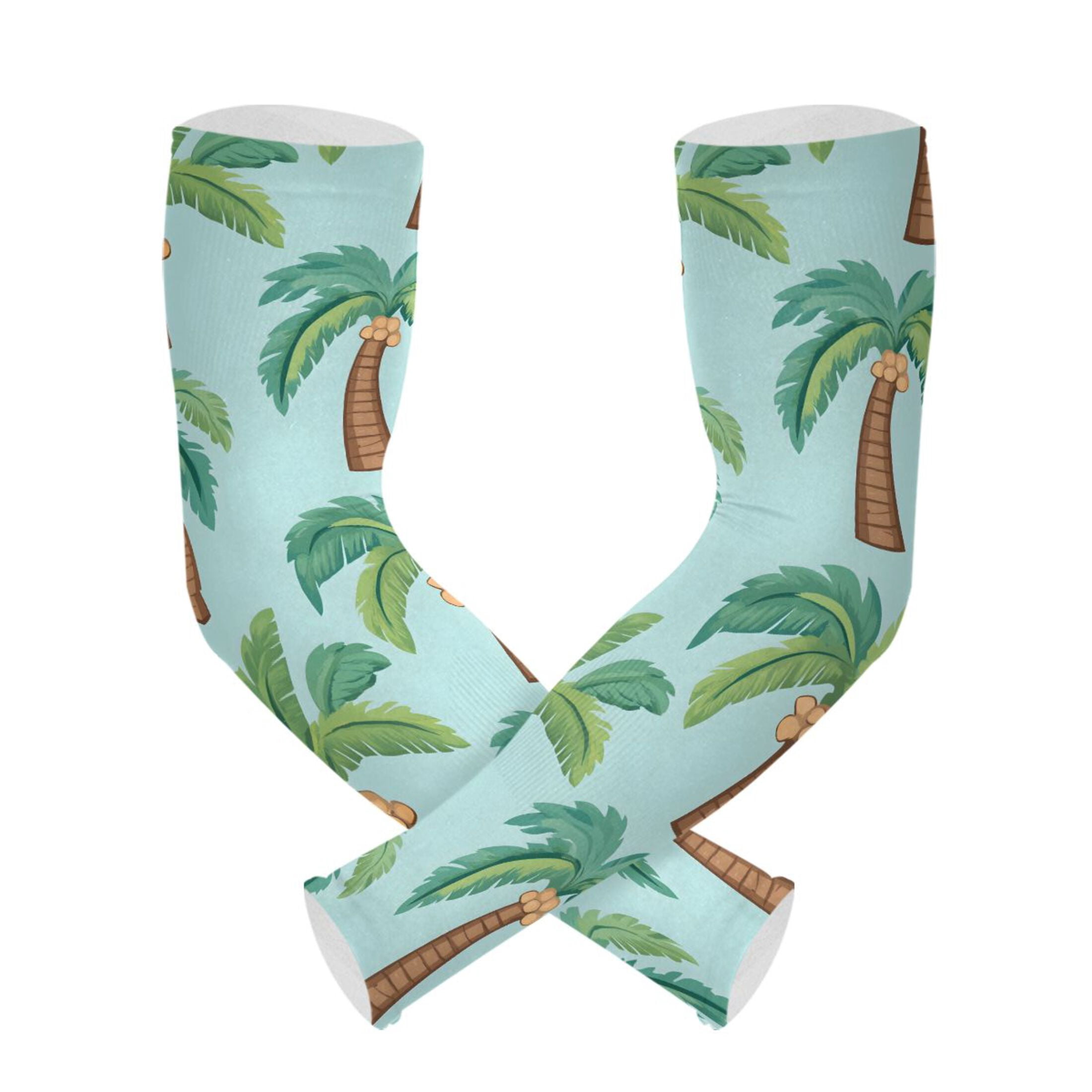 Beach Cartoon Palm Tree Pattern UV Protection Cooling Arm Sleeves ...