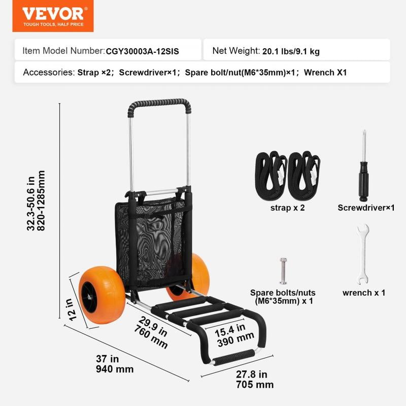 Beach Carts with Widen TPU Balloon Big Wheels for Sand, Cargo Deck ...