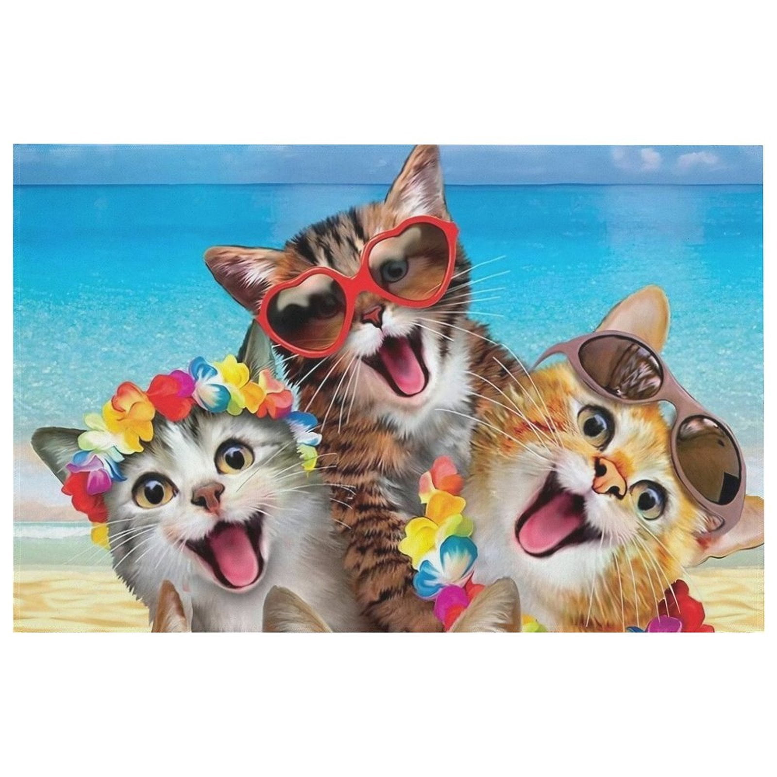 Beach Cats Fun Vibes Adult Home Decor Bedroom Living Room Crystal ...