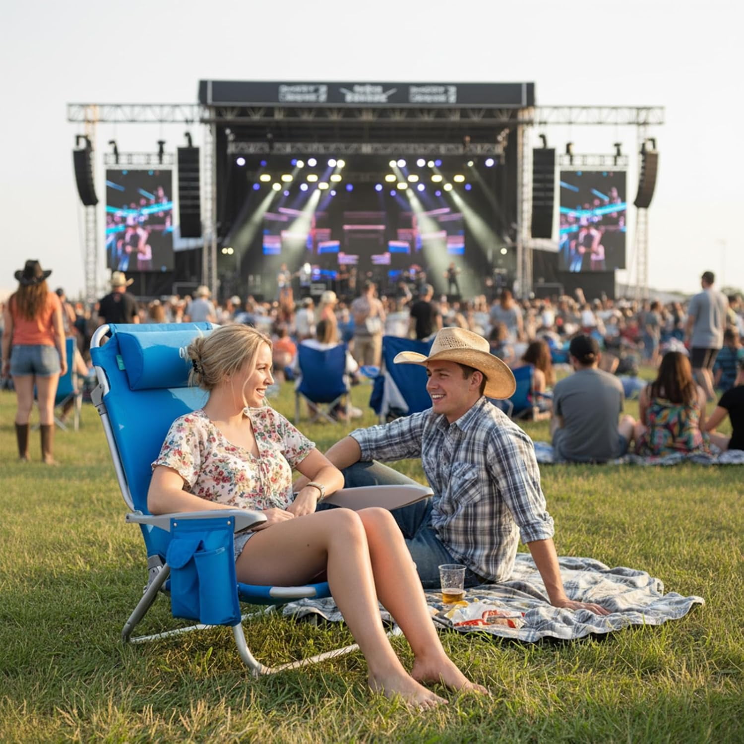 Beach Chair for Adults, Reclining Adjustable Position, Lay Flat ...