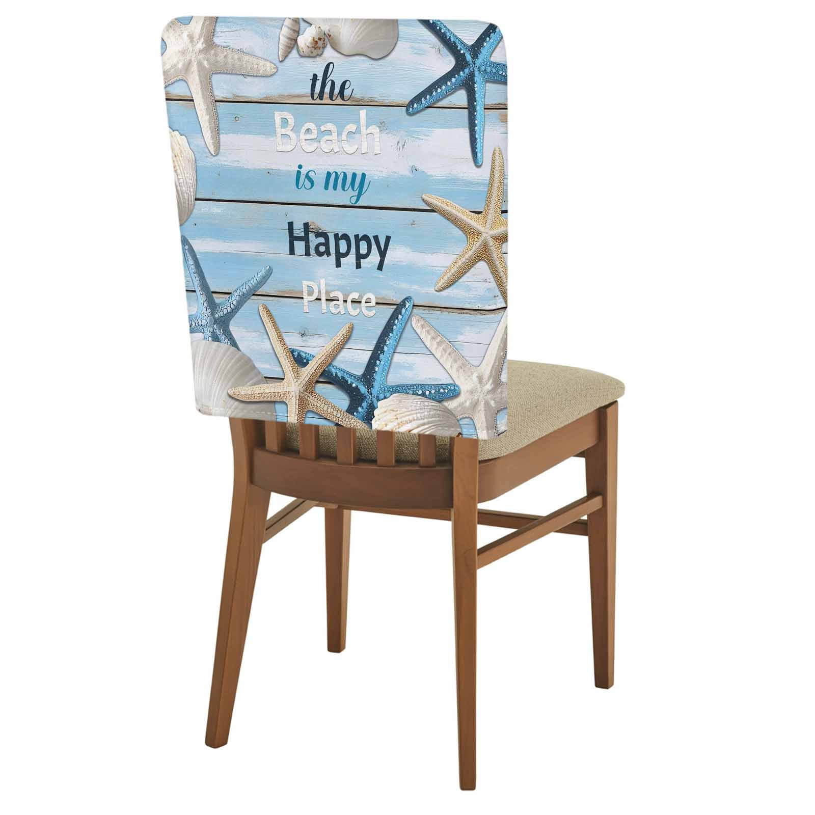 The Beach Chair Back Covers Set of 4, Is My Happy Place Starfish Shell ...