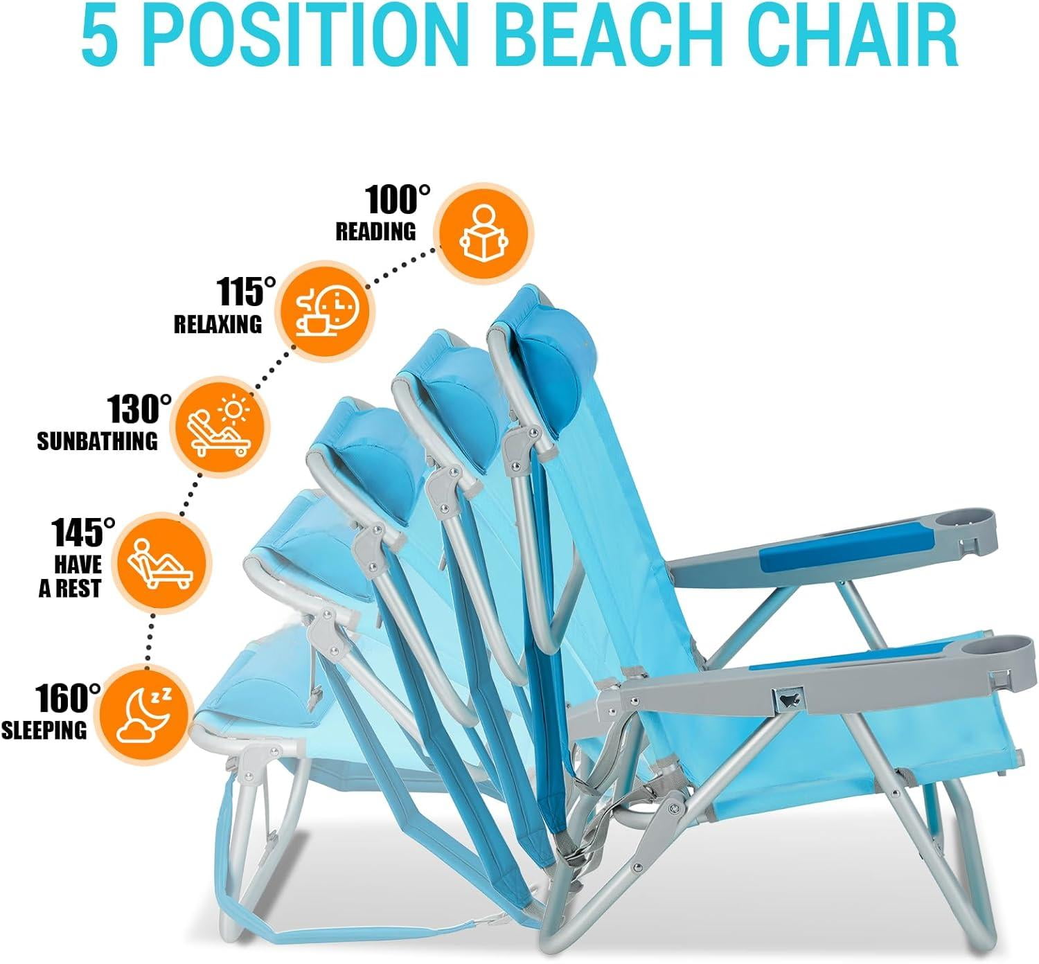 Beach Chair with Backpack Straps, Heavy Duty Backpack Beach Chairs for ...