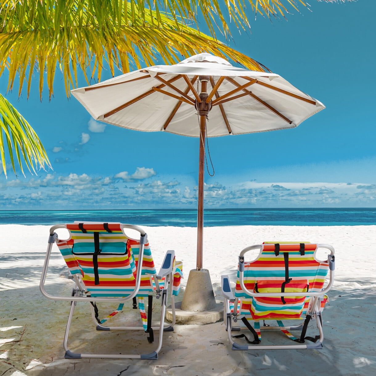 Beach Chair，Beach Chairs for Adults，Adjustable Back with 5 Positions ...