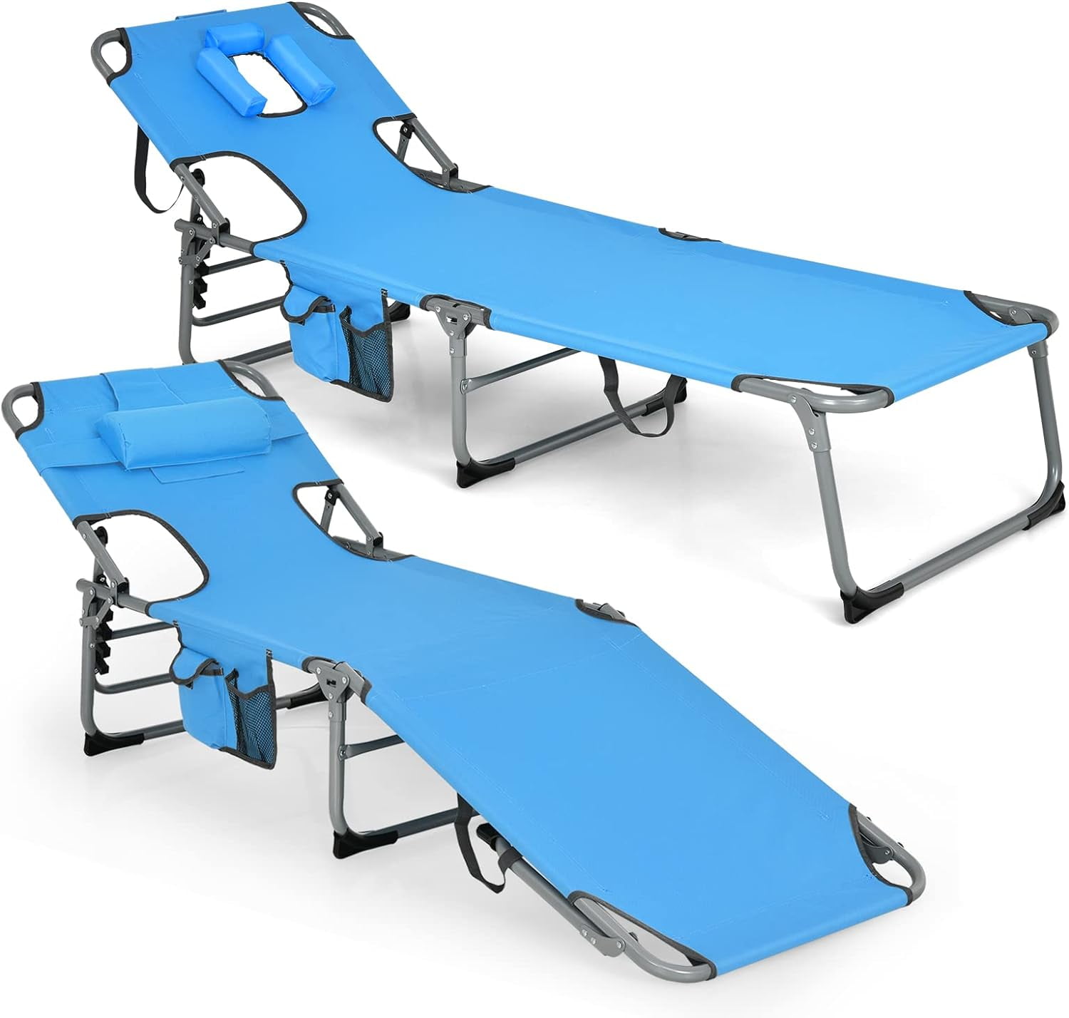 Beach Chair Chaise Lounge - Tanning Chair with Face Arm Hole Detachable ...