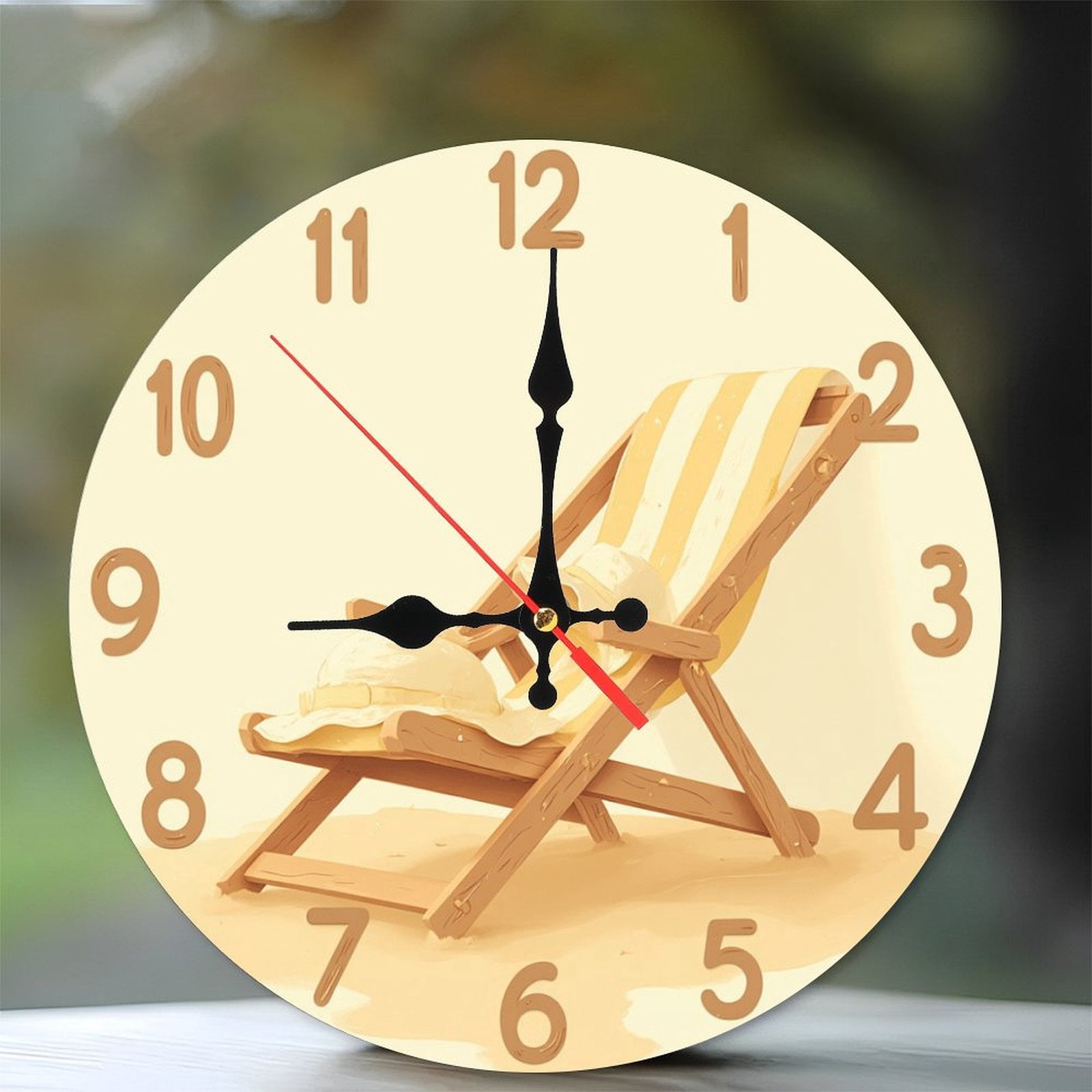 Beach Chair Clock Wall Decor Summertime Relaxation 10-Inch Silent ...