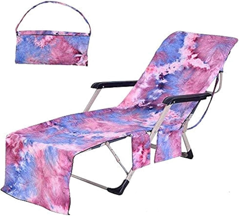 Beach Chair Cover with Side Pockets,Microfiber Chaise Lounge Chair ...