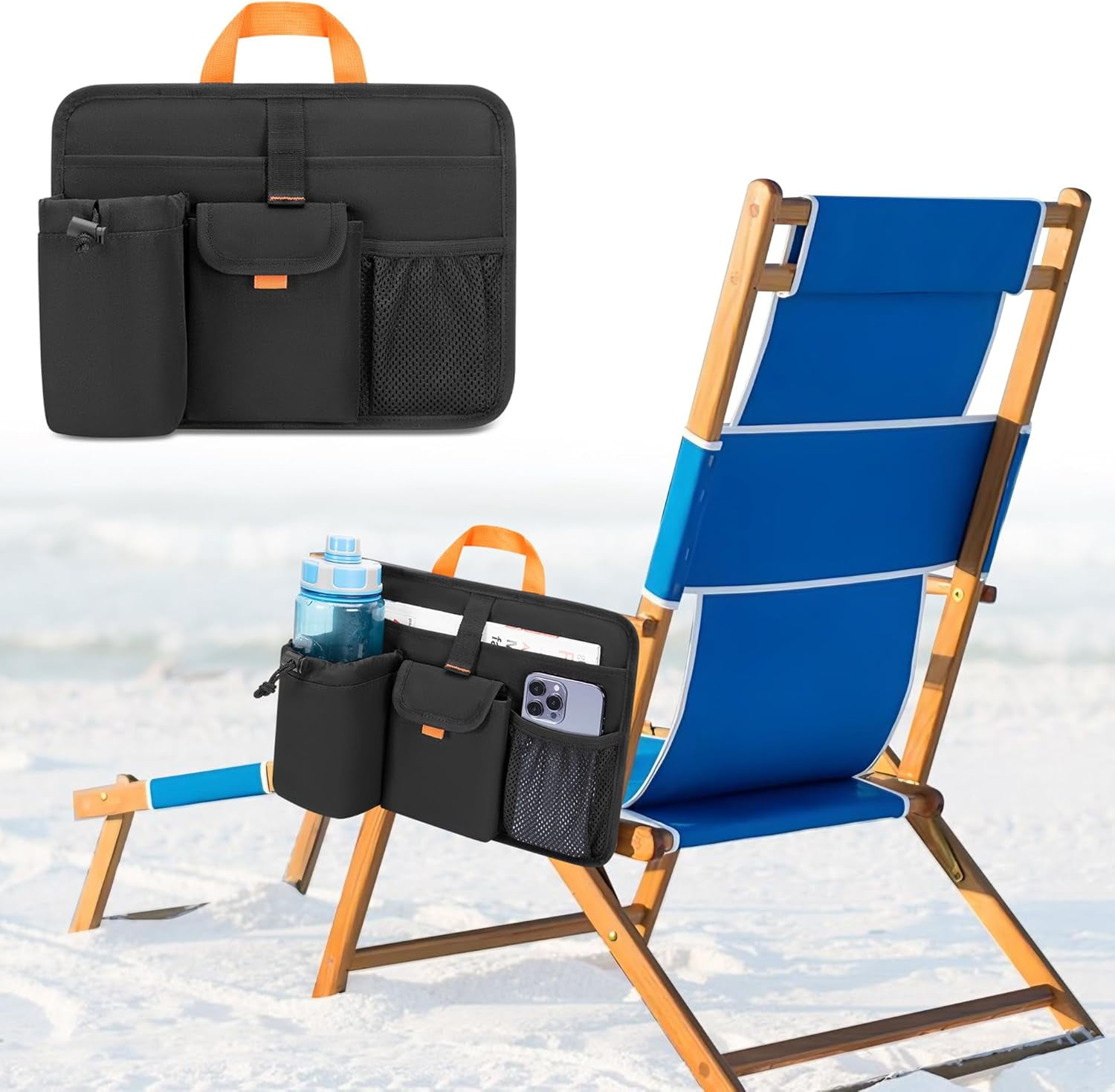Beach Chair Cup Holder, Chair Side Organizer Easily Attached to Armrest ...
