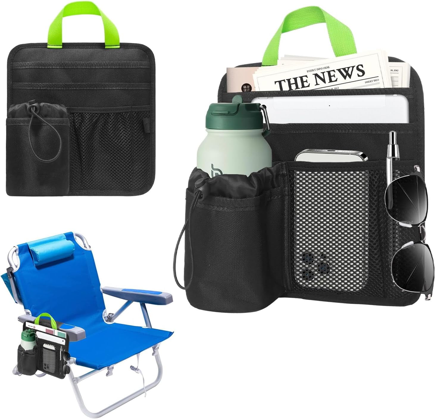 Beach Chair Cup Holder, Chair Side Organizer Easily Attached to Armrest ...