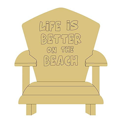 Beach Chair Design by Lines Cutout Unfinished Wood Summer Decor Beach ...