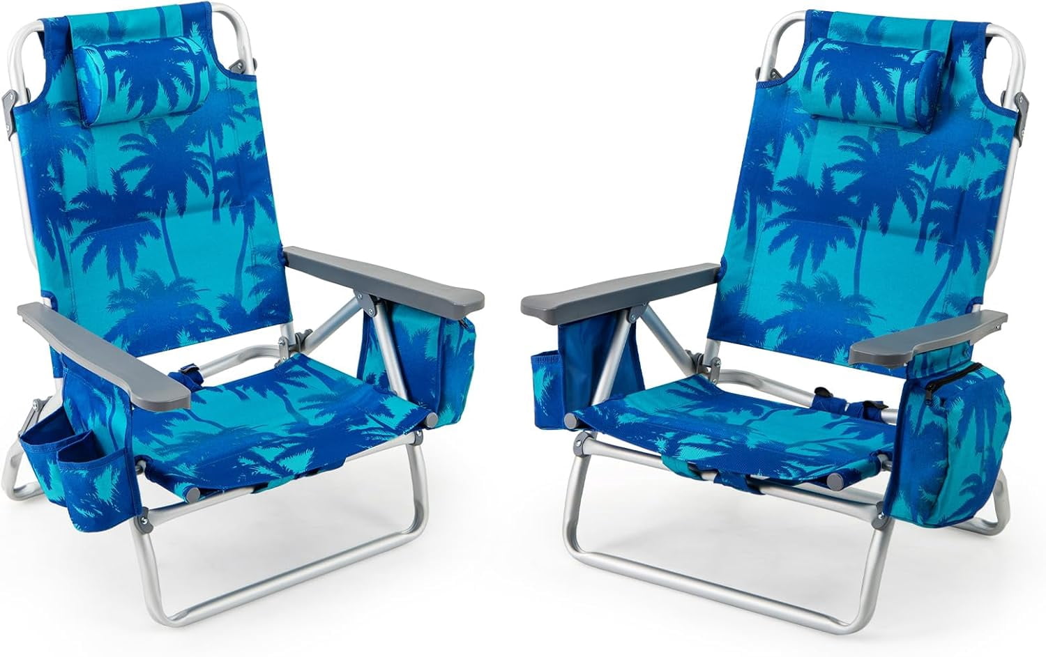 Beach Chair, Folding Backpack Beach Chairs for Adults with 5 Positions ...