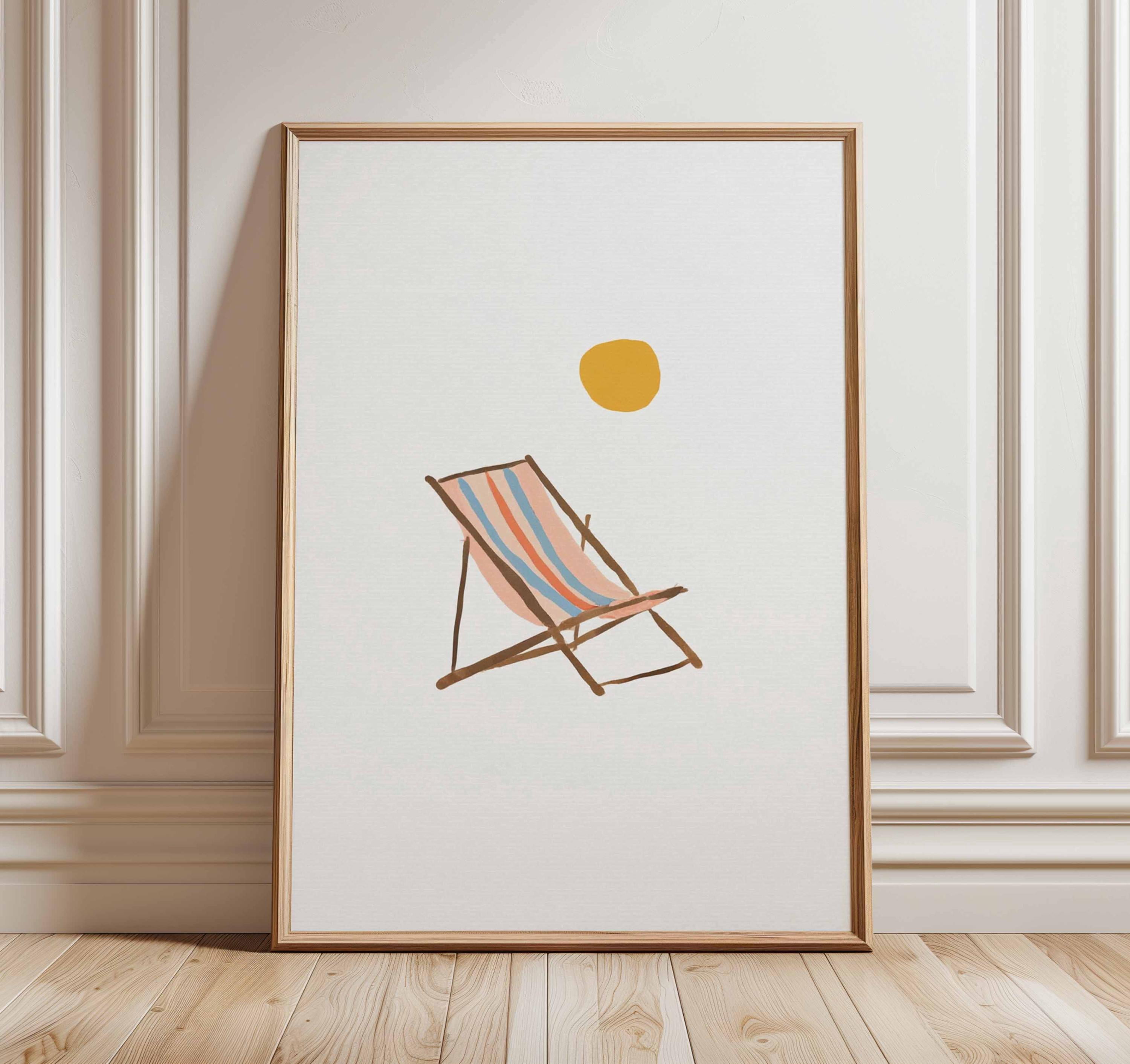 Beach Chair Minimalist Summer Coastal Poster, Poster Home Decor, Poster ...