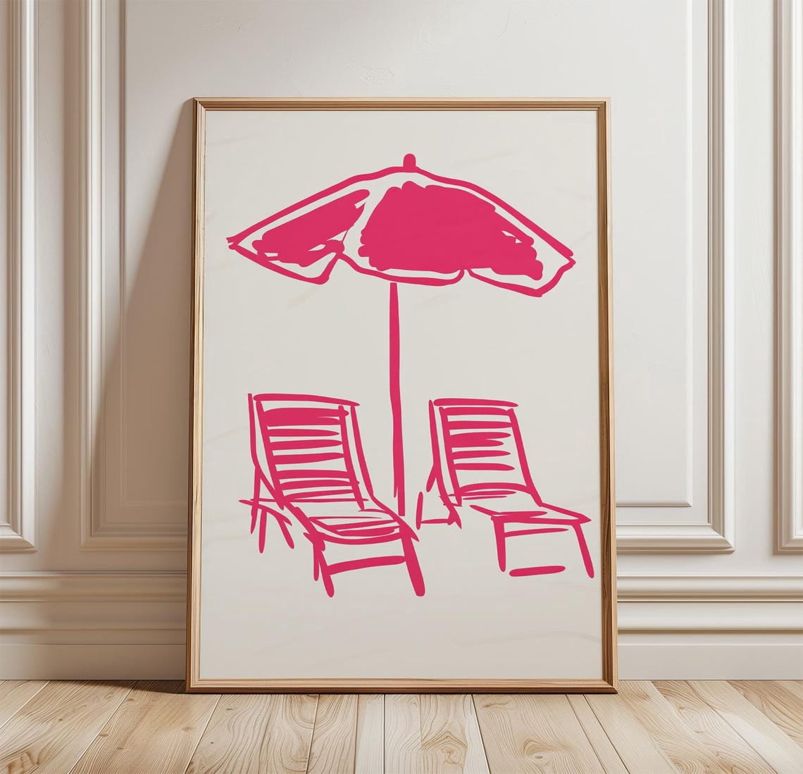 Beach Chair Poster Minimal Line Wall Art Modern Summer Coastal Decor ...