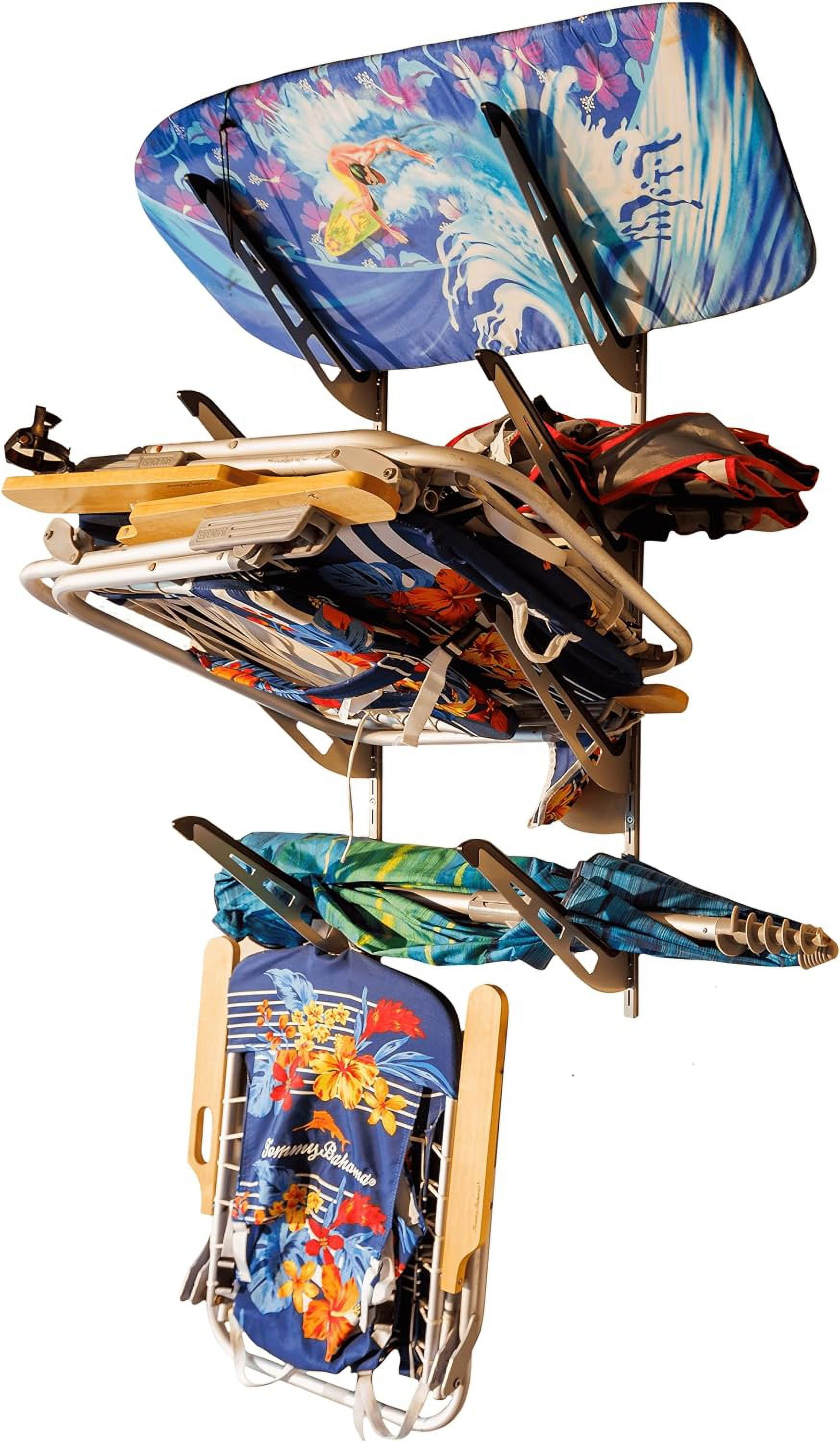 Beach Chair Storage Rack | 4-Tier Horizontal Camping, Umbrella, Beach ...