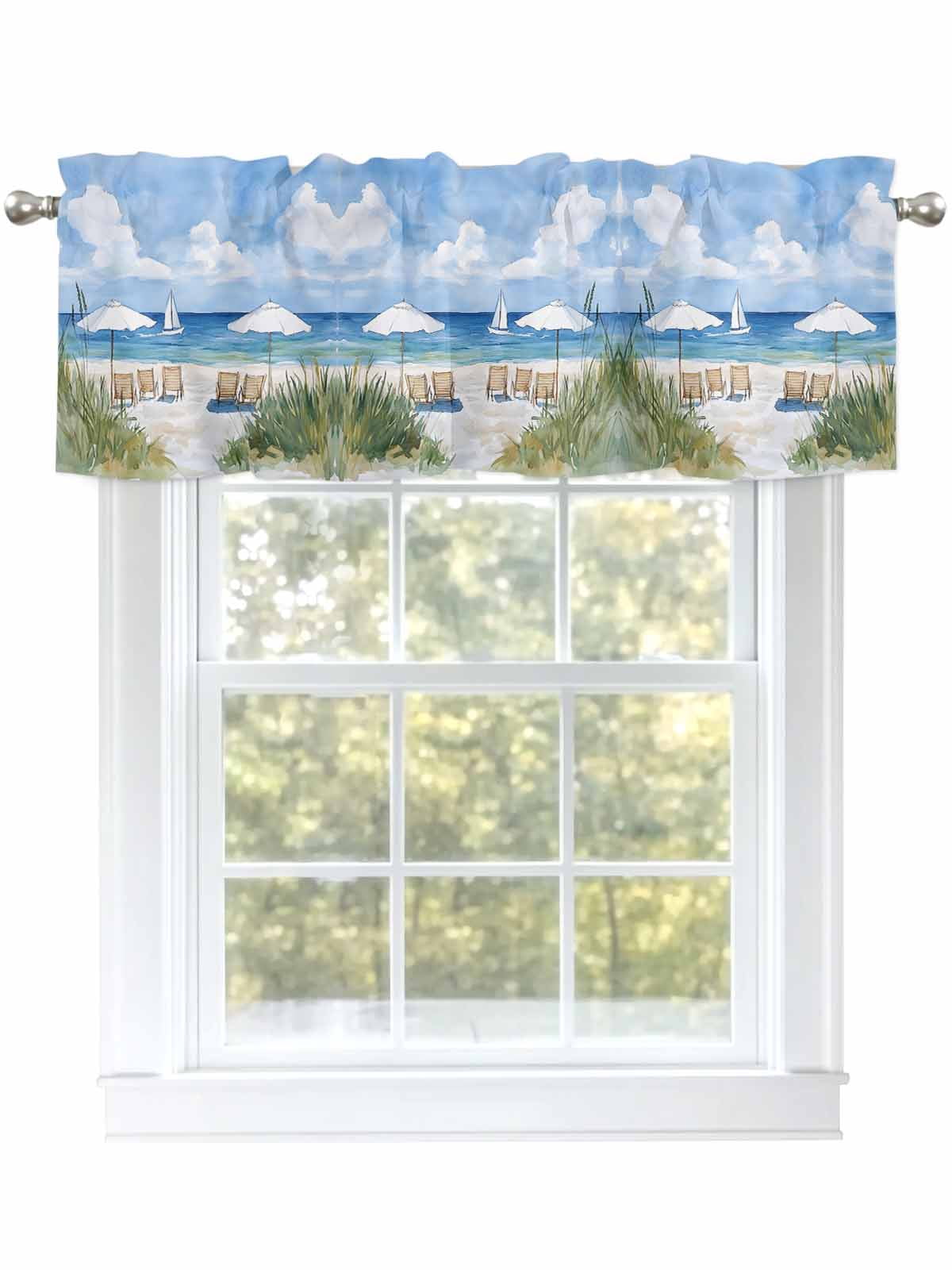 Beach Chair Sun Umbrella Valances for Windows, Rod Pocket Kitchen ...