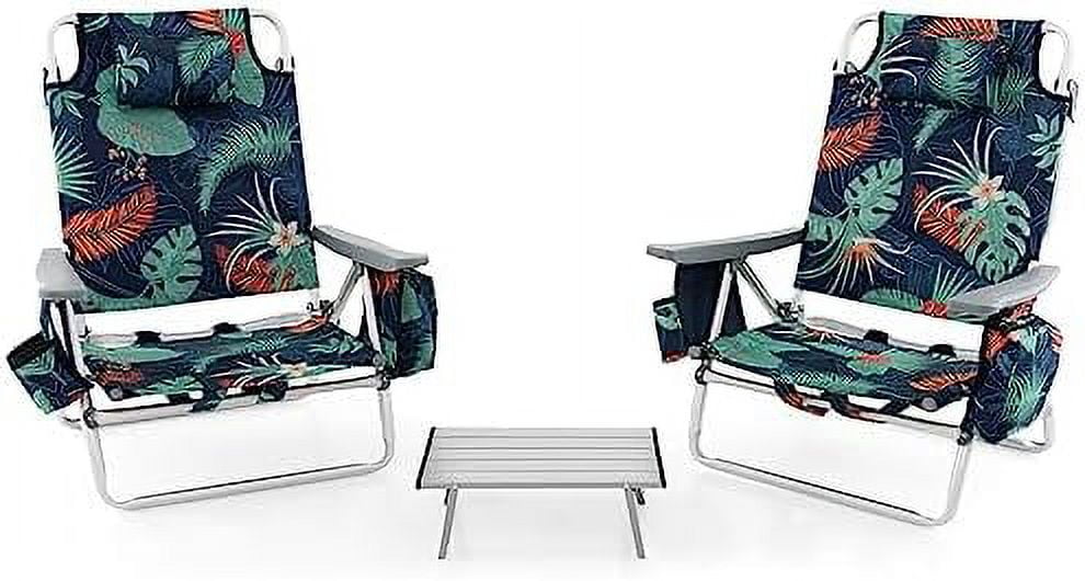 Beach Chairs, 2-Pack Backpack Camping Chair With Armrest, Cooler Bag ...