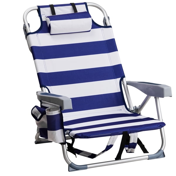 Beach Chairs with 5-Position Recline, 330lbs Folding Backpack Beach ...