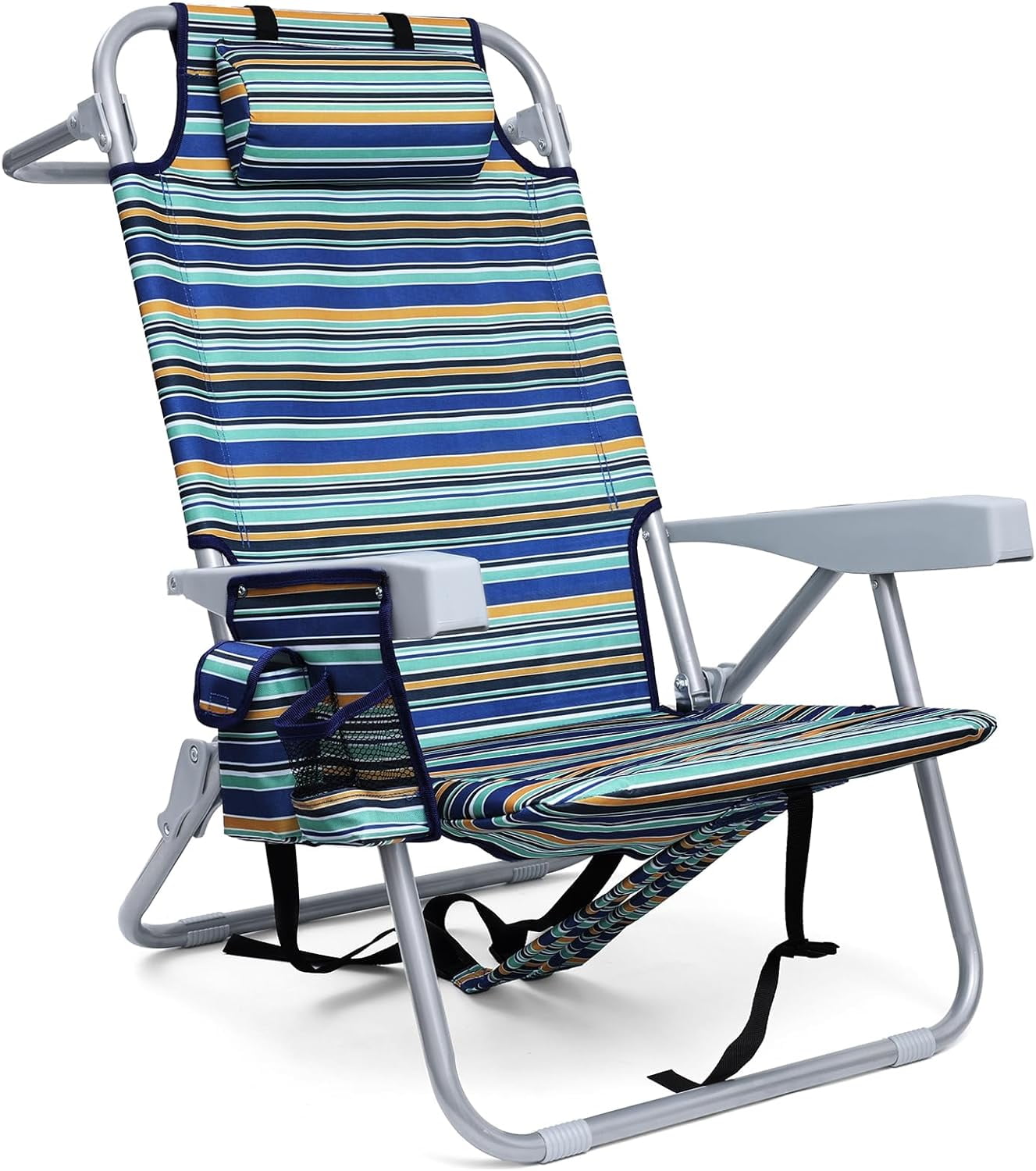 Beach Chairs for Adults Heavy Duty, Compact Portable Lay Flat Folding ...