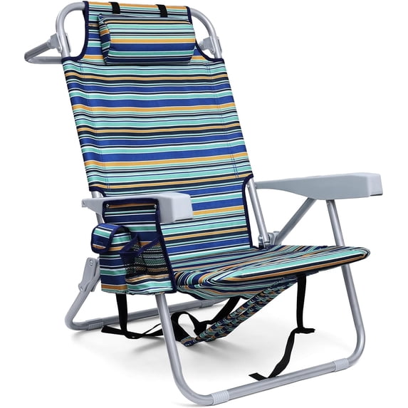 Beach Chairs for Adults Heavy Duty, Compact Portable Lay Flat Folding ...