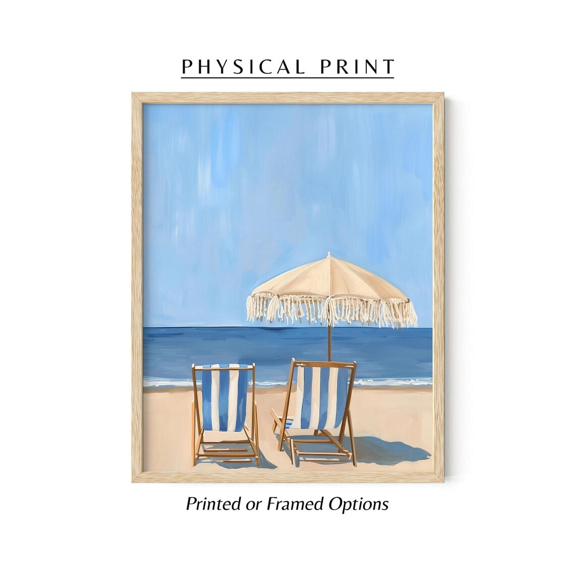 Beach Chairs Coastal Umbrella Ocean Wall Art Poster Unframed Paper ...