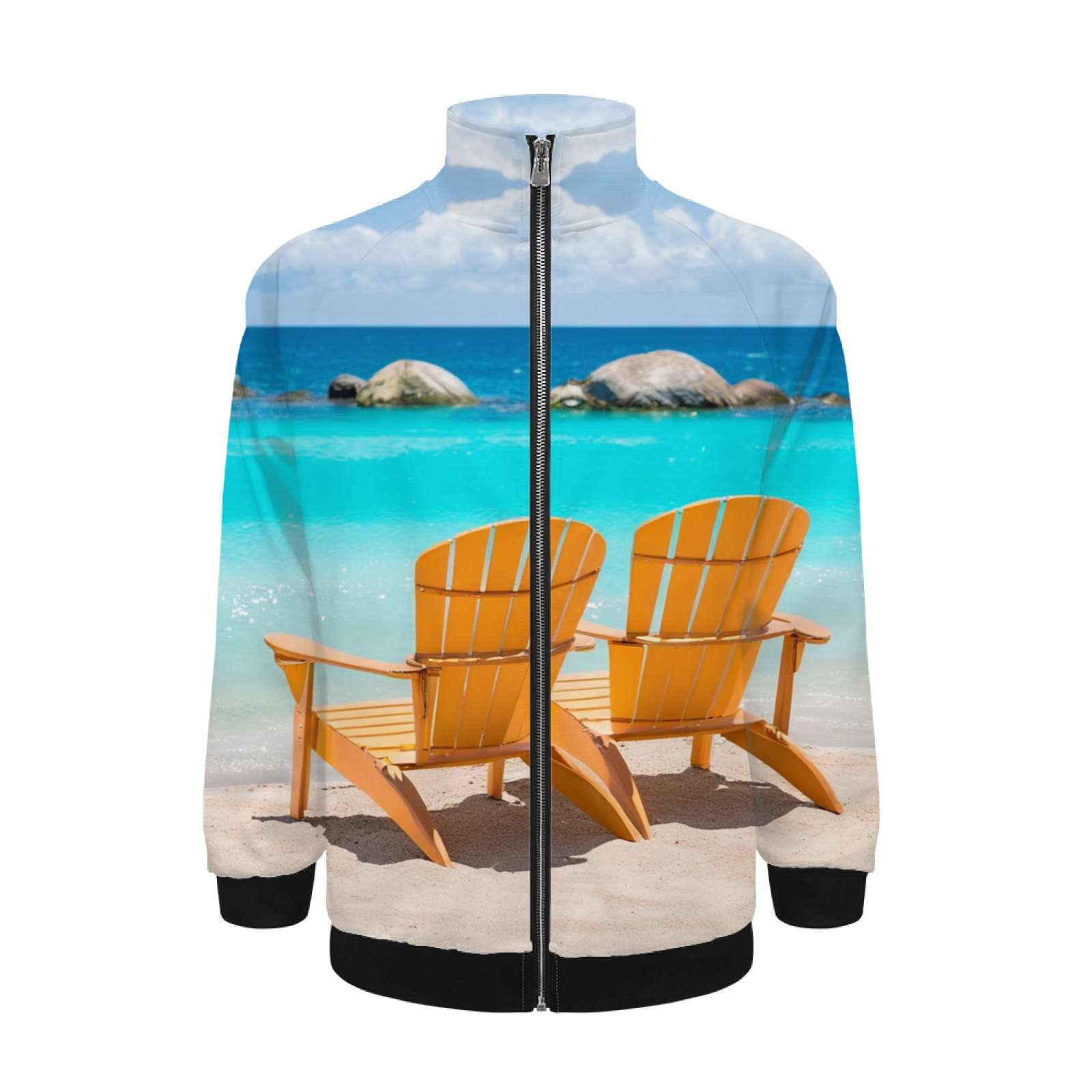 Beach Chairs Ocean View Jacket Men's Street Cool Long Sleeves Coat ...