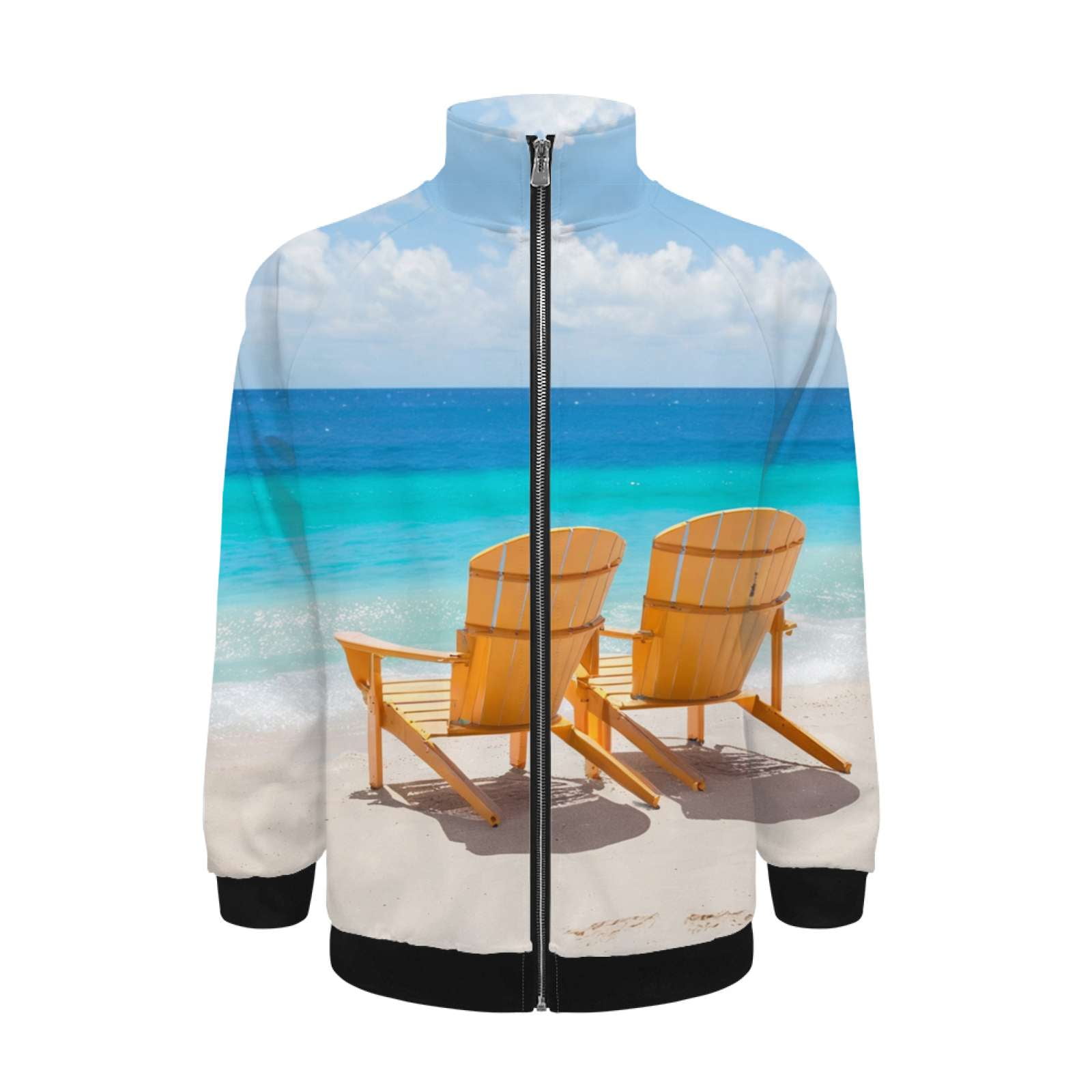 Beach Chairs Ocean View Jacket Men's Street Cool Long Sleeves Coat ...
