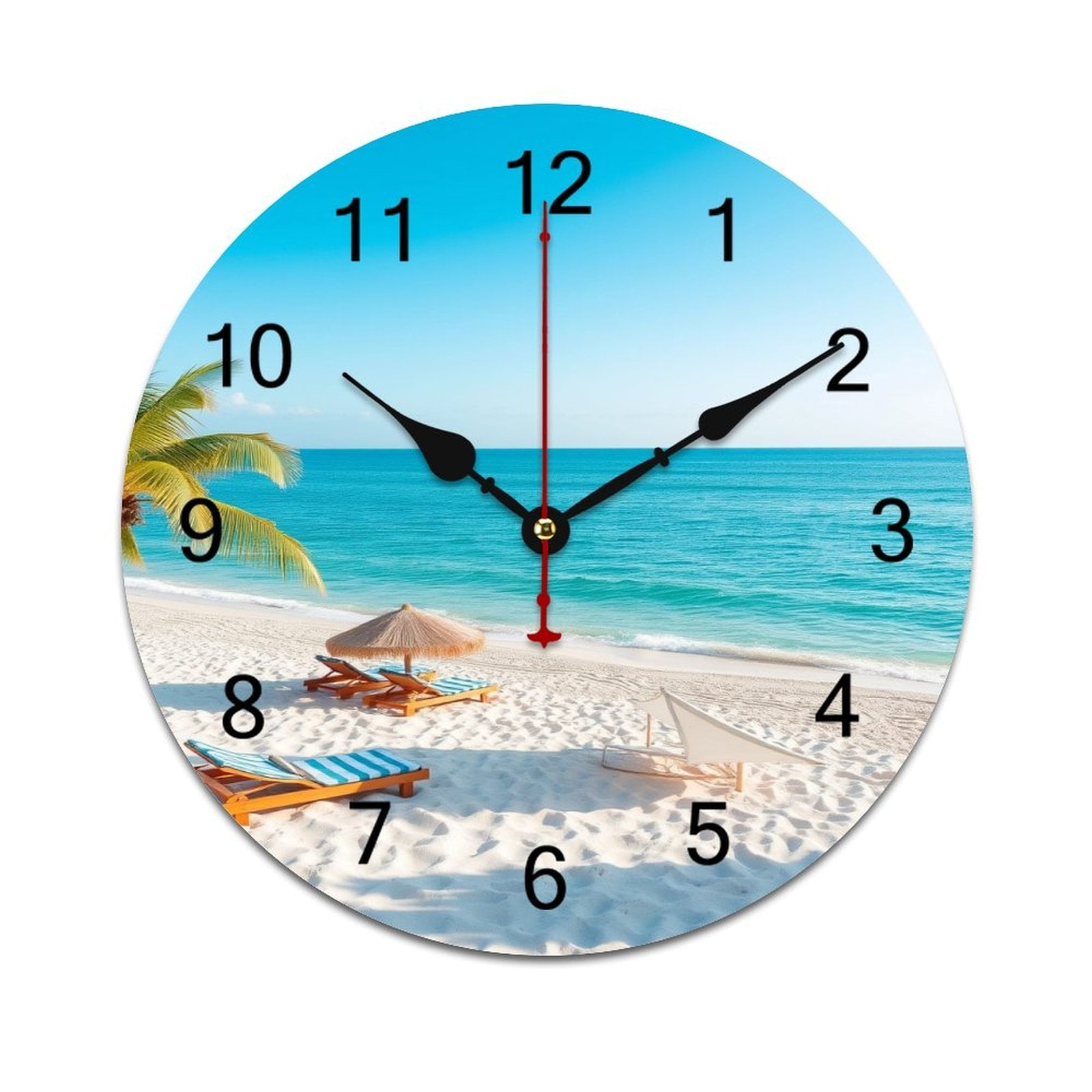 Beach Chairs Paradise Relaxation Round Wall Clock Modern Design Home ...