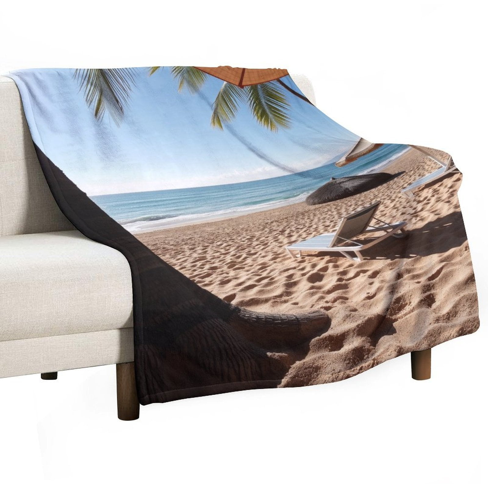 Beach Chairs Paradise Sun Soft Flannel Blanket for Beds Bedroom Sofa ...