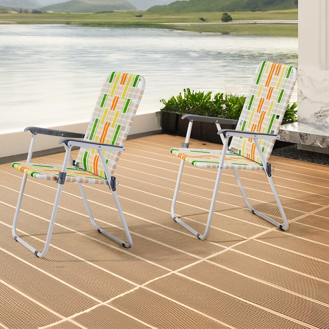 Beach Chairs Set of 2 for Outside, Patio Folding Lawn Chairs, Outdoor ...