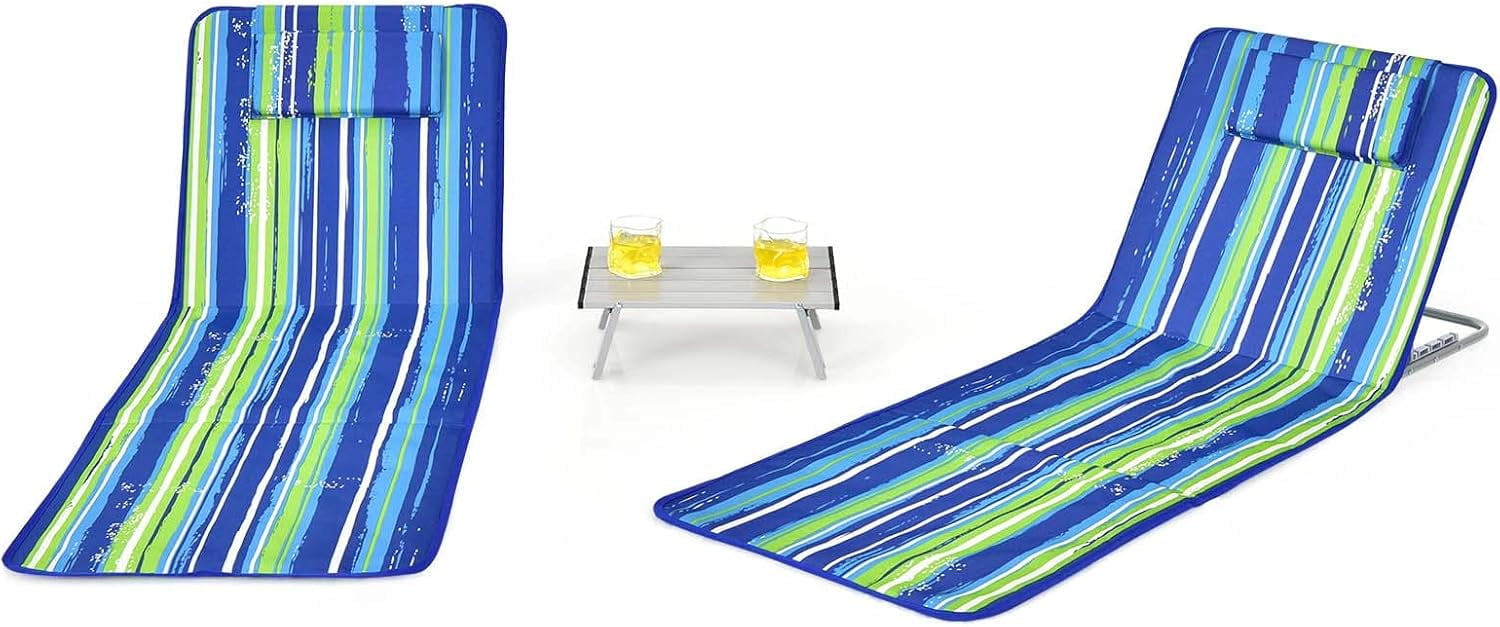 Beach Chairs Set for Adults, Adjustable Lawn Chair with Side Table for ...