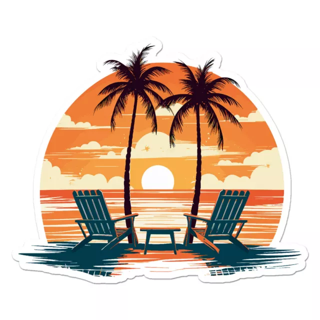 Beach Chairs Sunset Sticker Phone Decal Water Bottle Stickers Car ...
