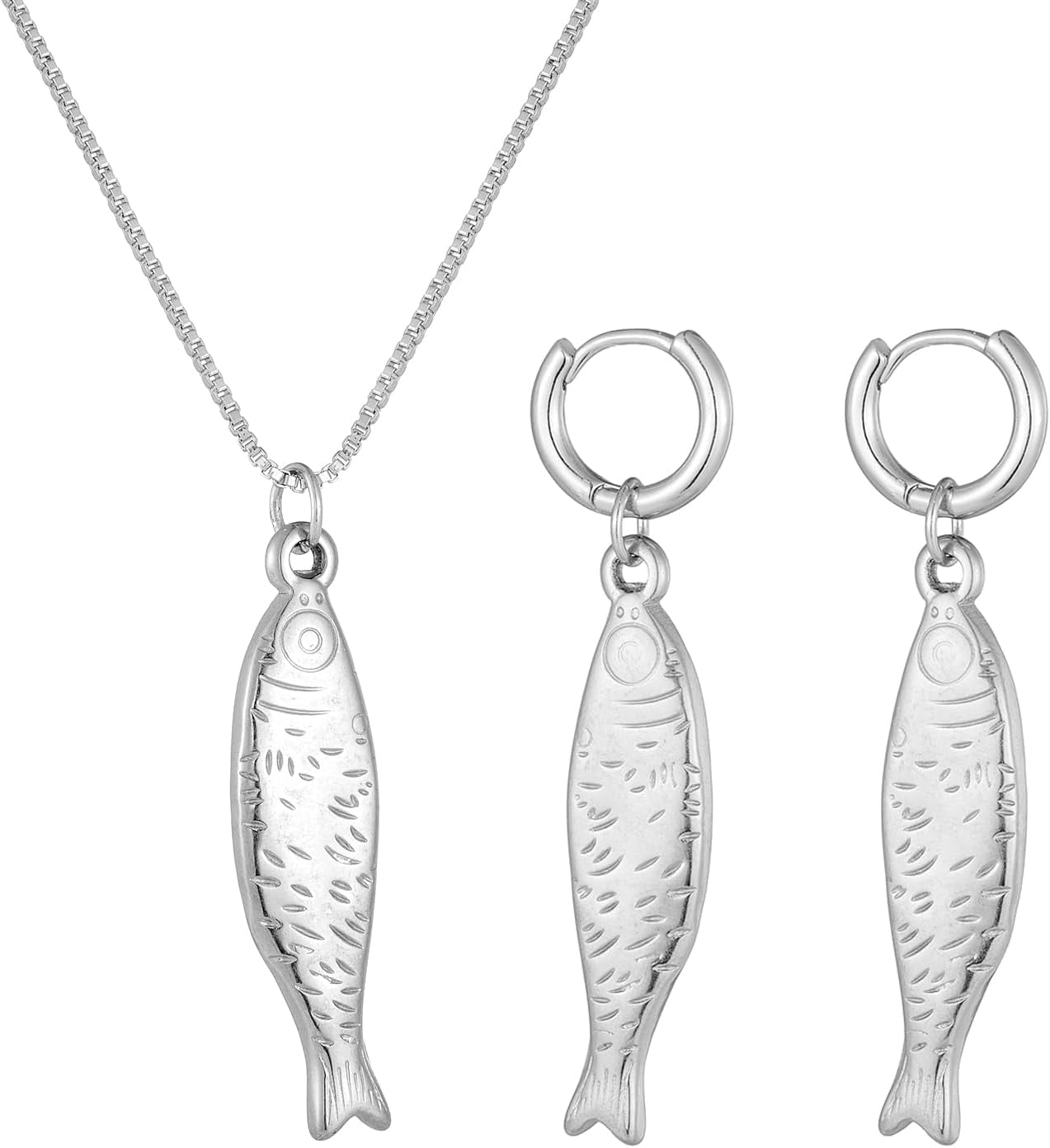 Beach Charm Necklaces Fish Necklace and Earrings Set for Women Dainty ...