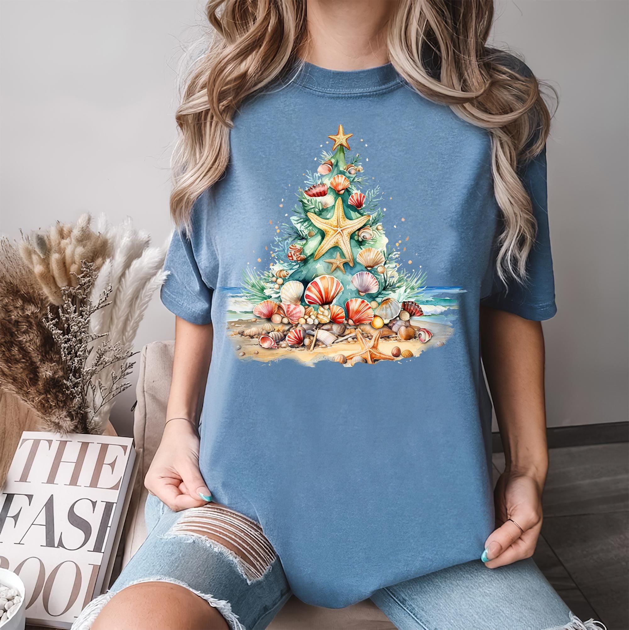 Beach Christmas Shirt, Seashell Christmas Tree Shirt, Sea Shell ...