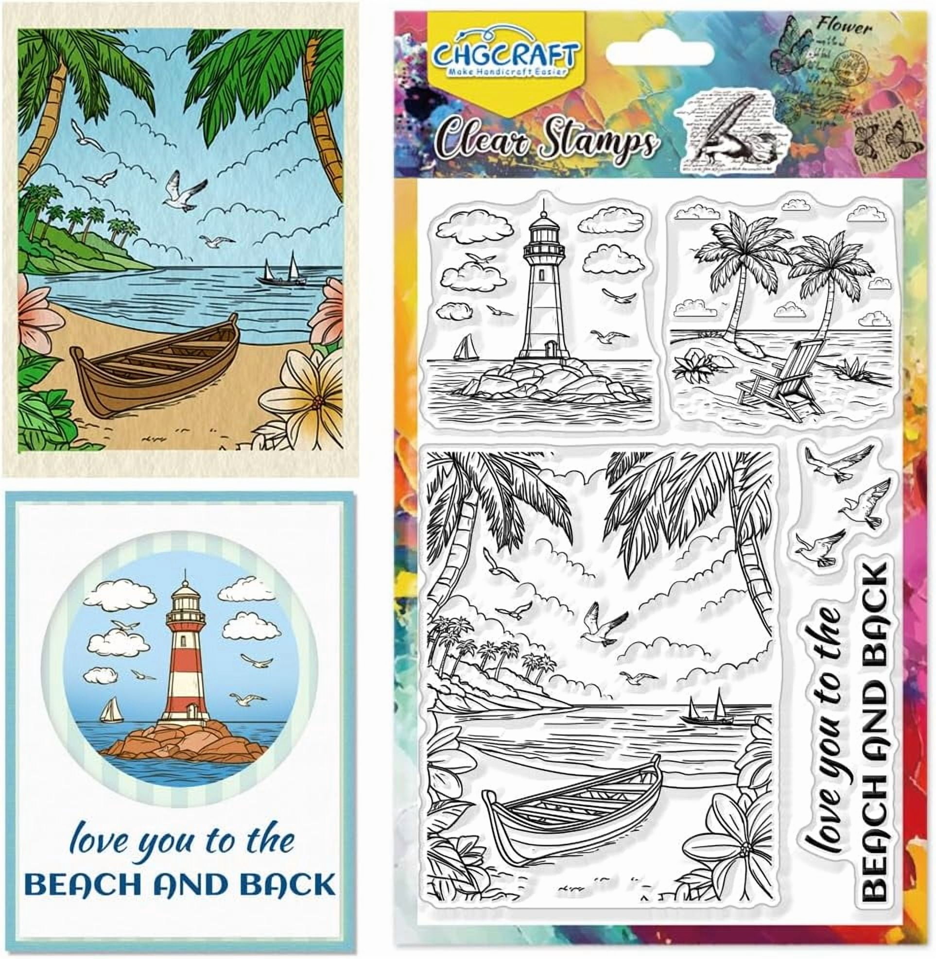 Beach Clear Stamps Island Coconut Trees Transparent Stamps Lighthouse ...
