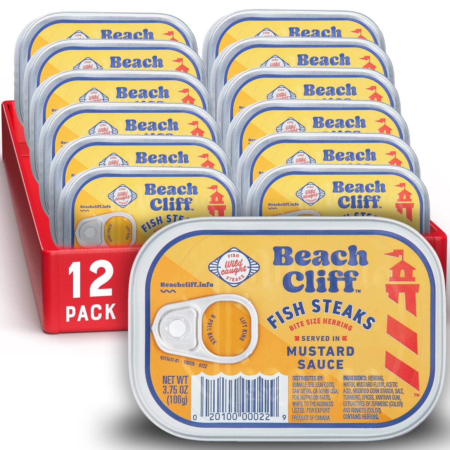 Beach Cliff Wild Caught Fish Steaks NSD3 in Mustard Sauce, 3.75 oz Can ...