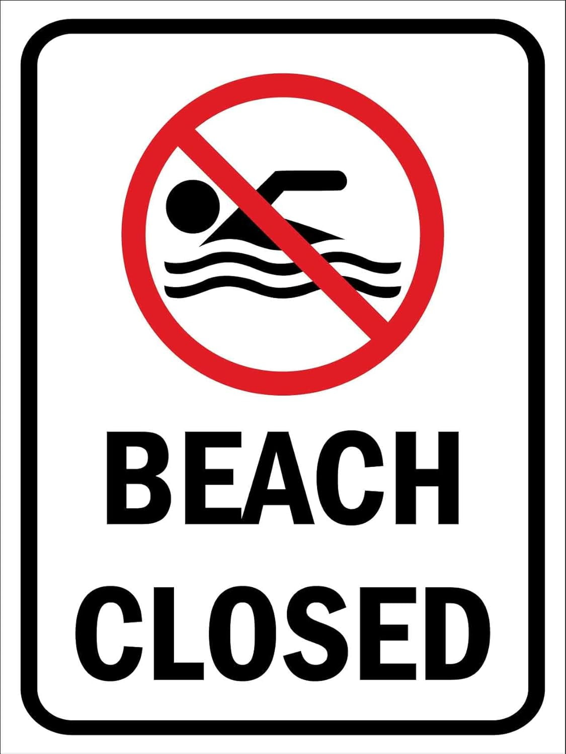 Beach Closed Sign Prohibition Signs 8 X 12 Inch Metal Tin Sign Warning ...