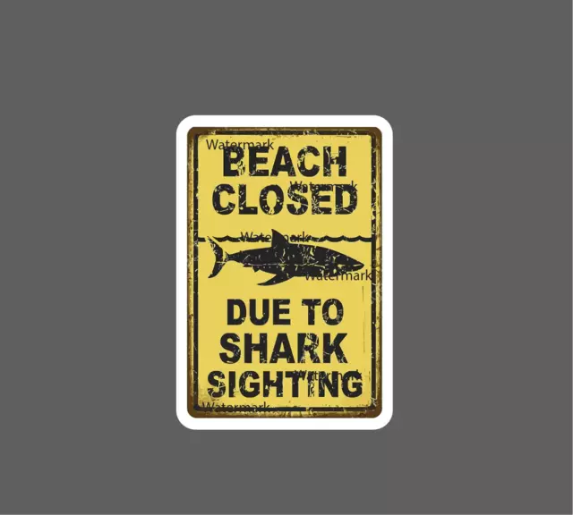 Beach Closed Sticker Shark Sighting Retro Sticker Phone Decal Water ...