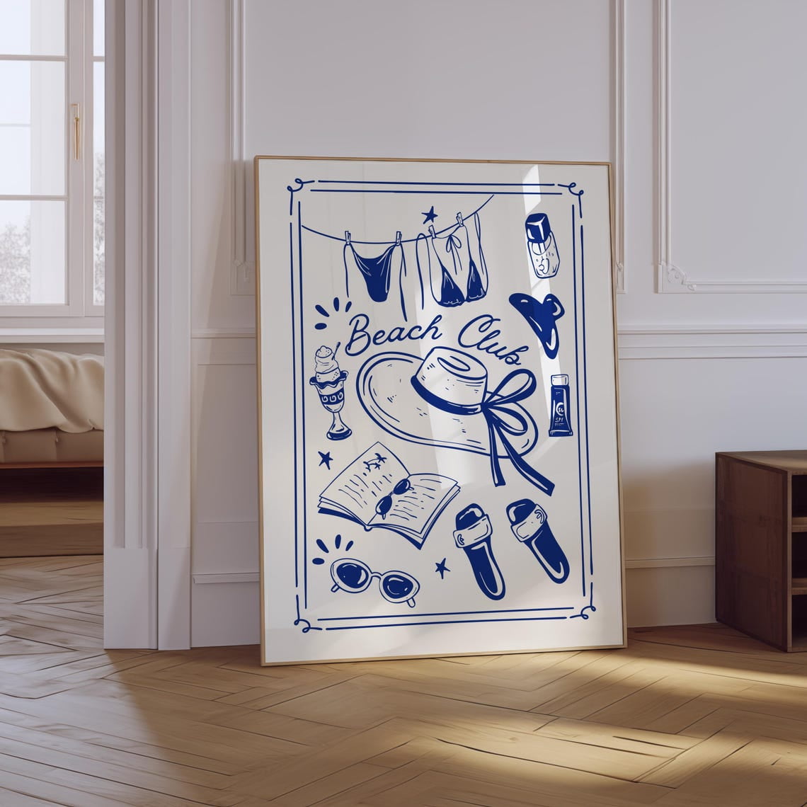 Beach Club Blue Summer Poster, Unframed Paper Poster 24x36in - Walmart.com