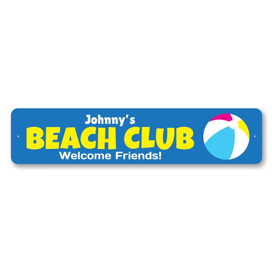 Beach Club Sign, Beach Lover Kid Room Sign, Welcome Friends Beach Ball ...