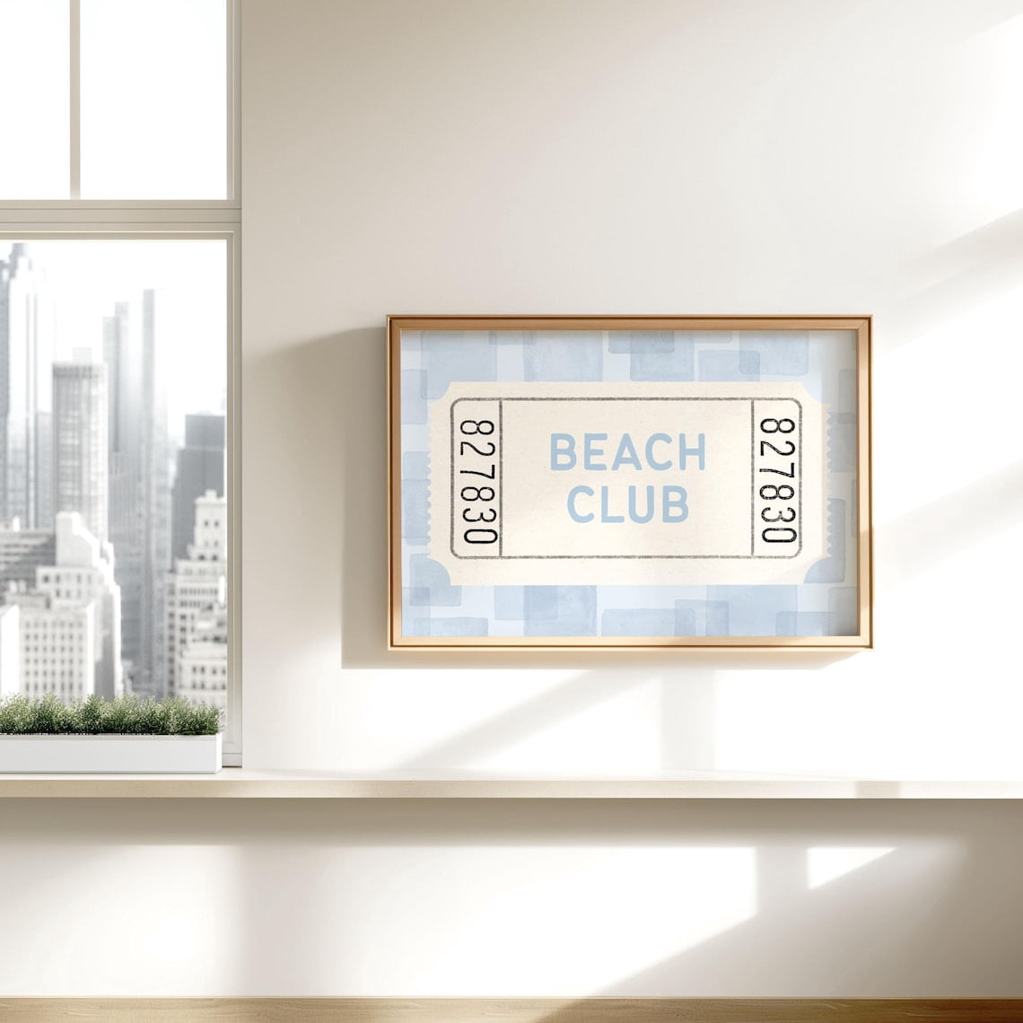 Beach Club Ticket Print, Light Blue Beachy Wall Art, Cute Coastal Wall ...