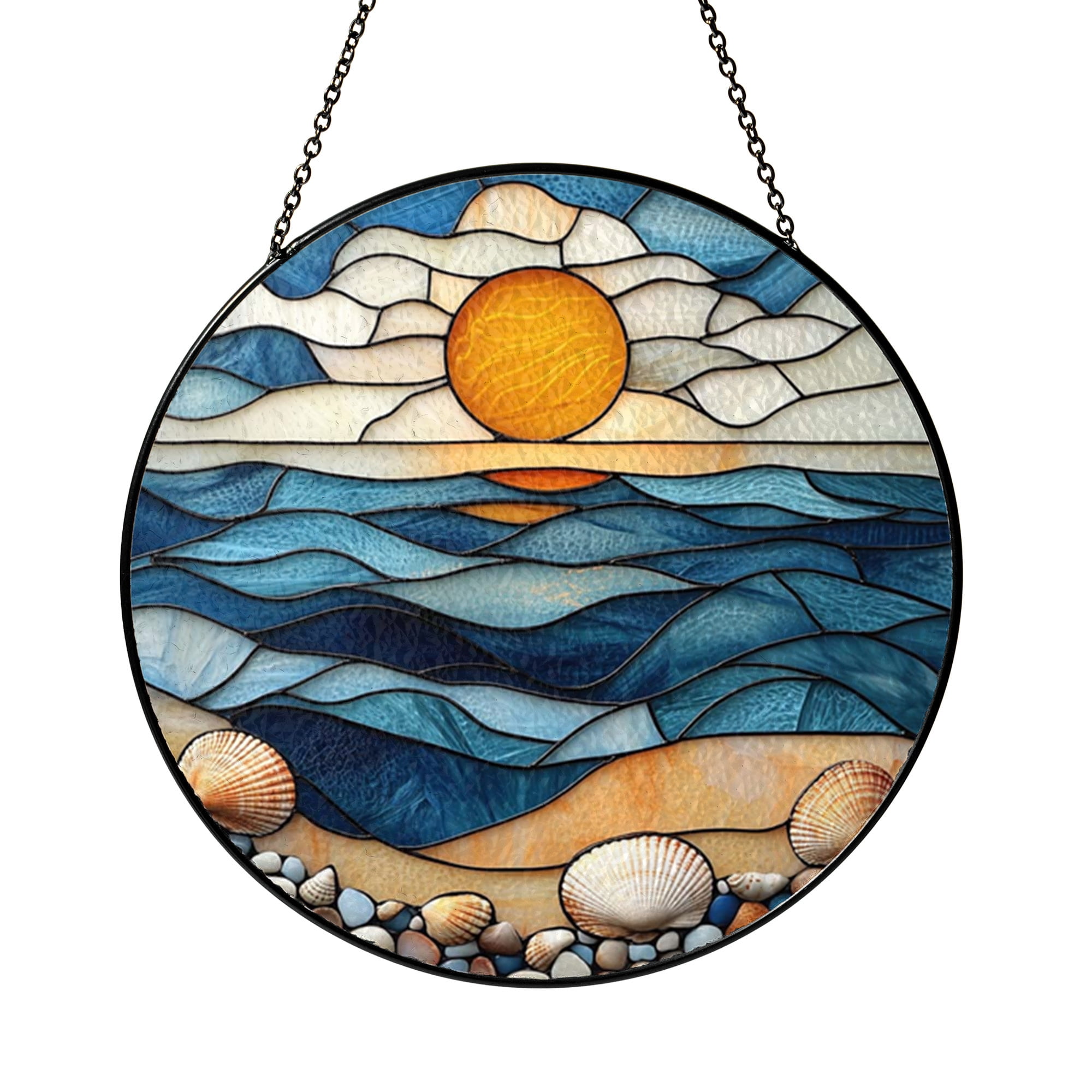 Beach Coast Seashell Stained Glass Suncatcher – Decorative Window ...