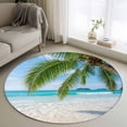 Beach Coastal 4FT Round Area Rugs Starfish Palm Tree Sky Tropical Soft ...