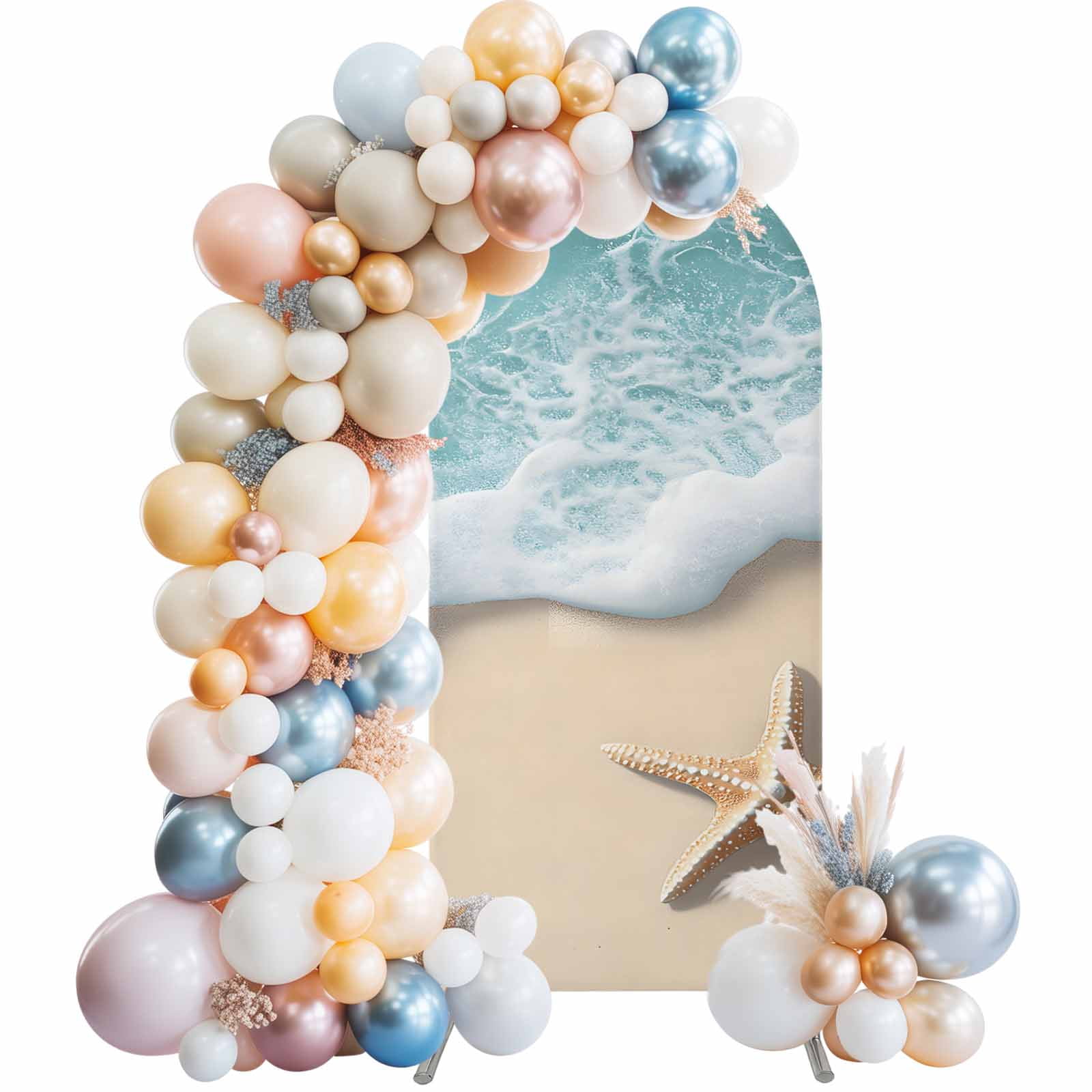 Beach Coastal Arch Backdrop Cover 4x1.65 Ft, Spandex Wedding Arch Stand ...