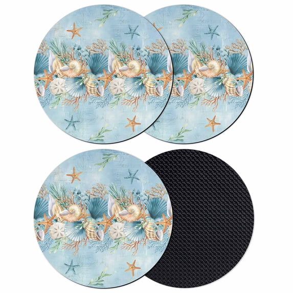 Beach Coastal Blue Coasters Set of 4, Absorbent Coasters for Drinks ...