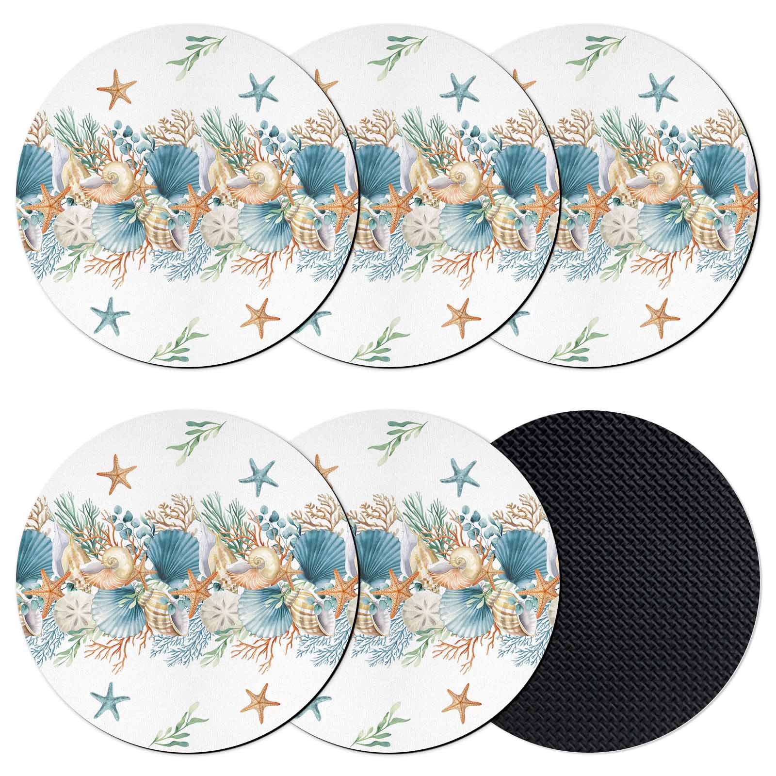 Beach Coastal Coasters Set of 6, Absorbent Coasters for Drinks ...