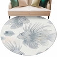 Beach Coastal Fish Round Area Rugs Collection 7', Watercolor Sea Ocean ...
