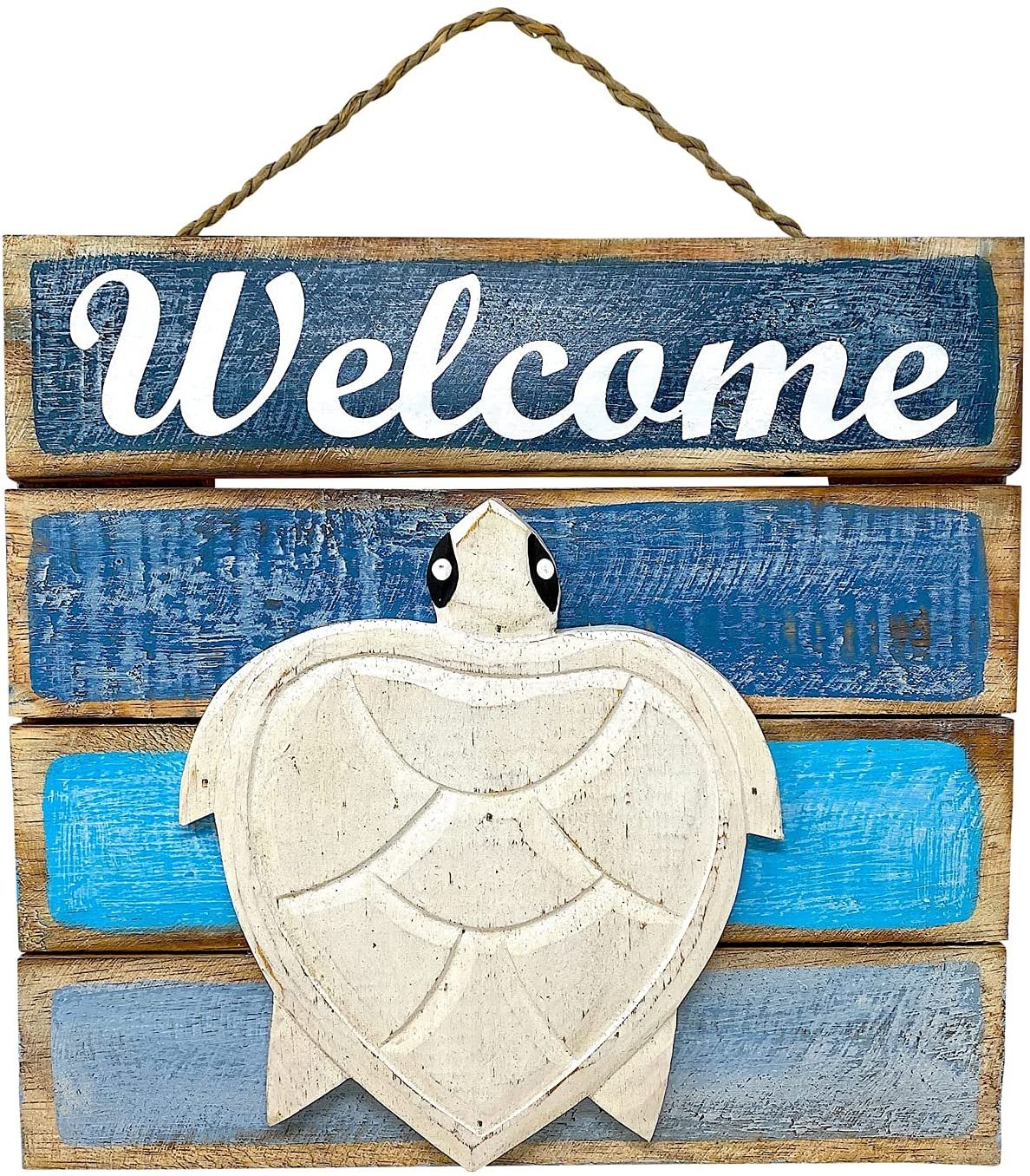 Beach Coastal Home Office Wall Pediment Decor Sign Blue White Wood 12 ...