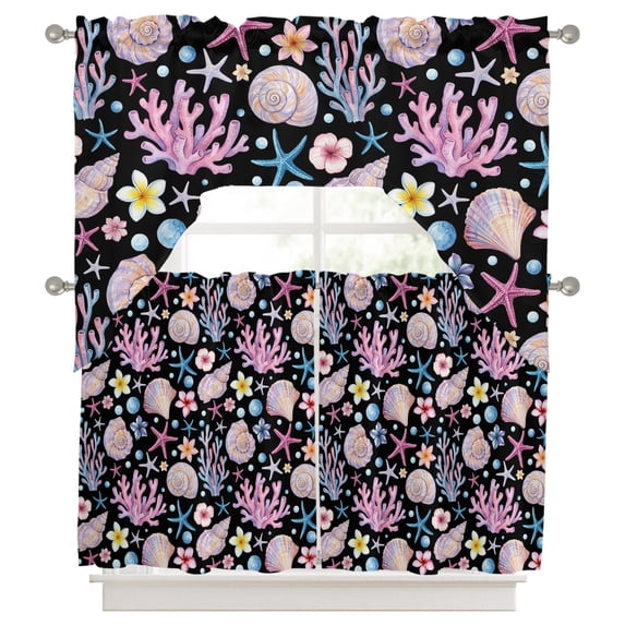 Beach Coastal Kitchen Curtains Swag Valance and Tier Curtains Set 24 ...